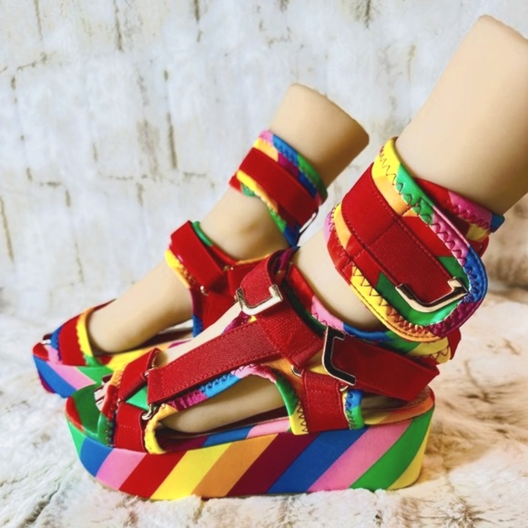 Pazzle | Shoes | Pazzle Very Colorful 2 Platform Velcro Harness Strap ...